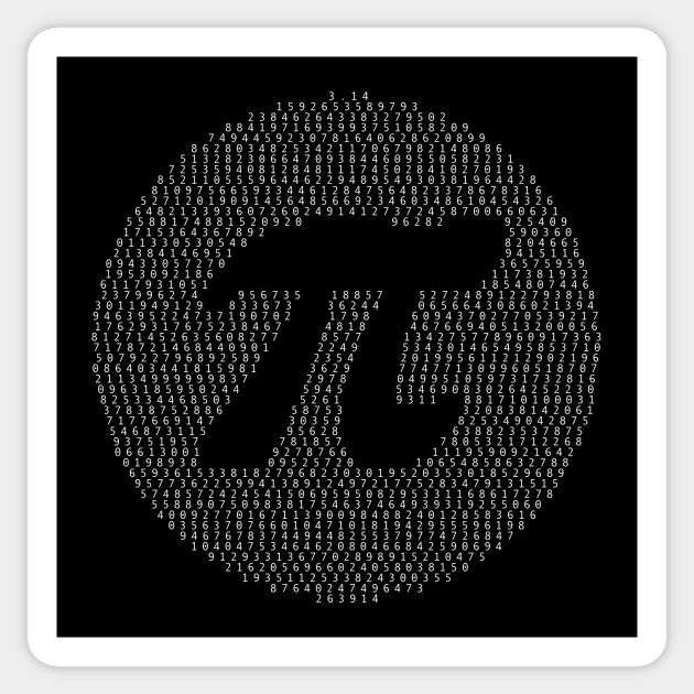 Pi Digits Circle Pi Symbol Cutout - White - Pi Symbol - Sticker | TeePublic